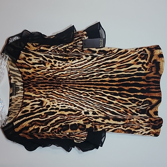 BOLD elements | Tops | Bold Elements Animal Print Ruffle Cold Shoulder ...